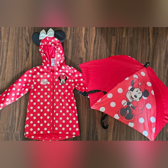Disney | Jackets & Coats | Disney Minnie Mouse Red Polka Dot Raincoat ...